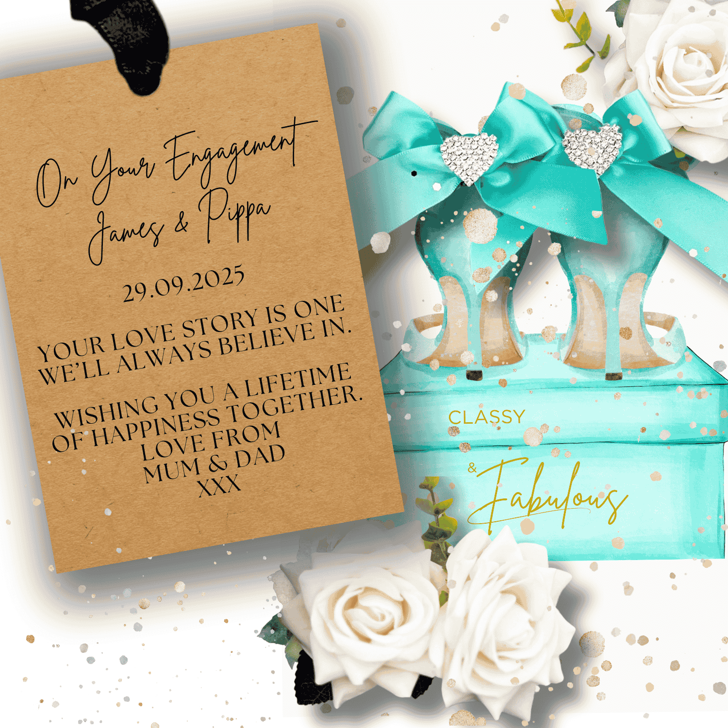Daughter Engagement Card with Crystal Bling hearts – theluxeco.co.uk